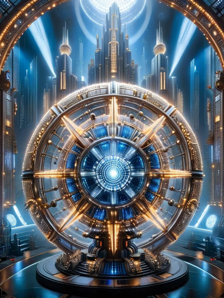 A close up of a clock with a futuristic design on it - SeaArt AI