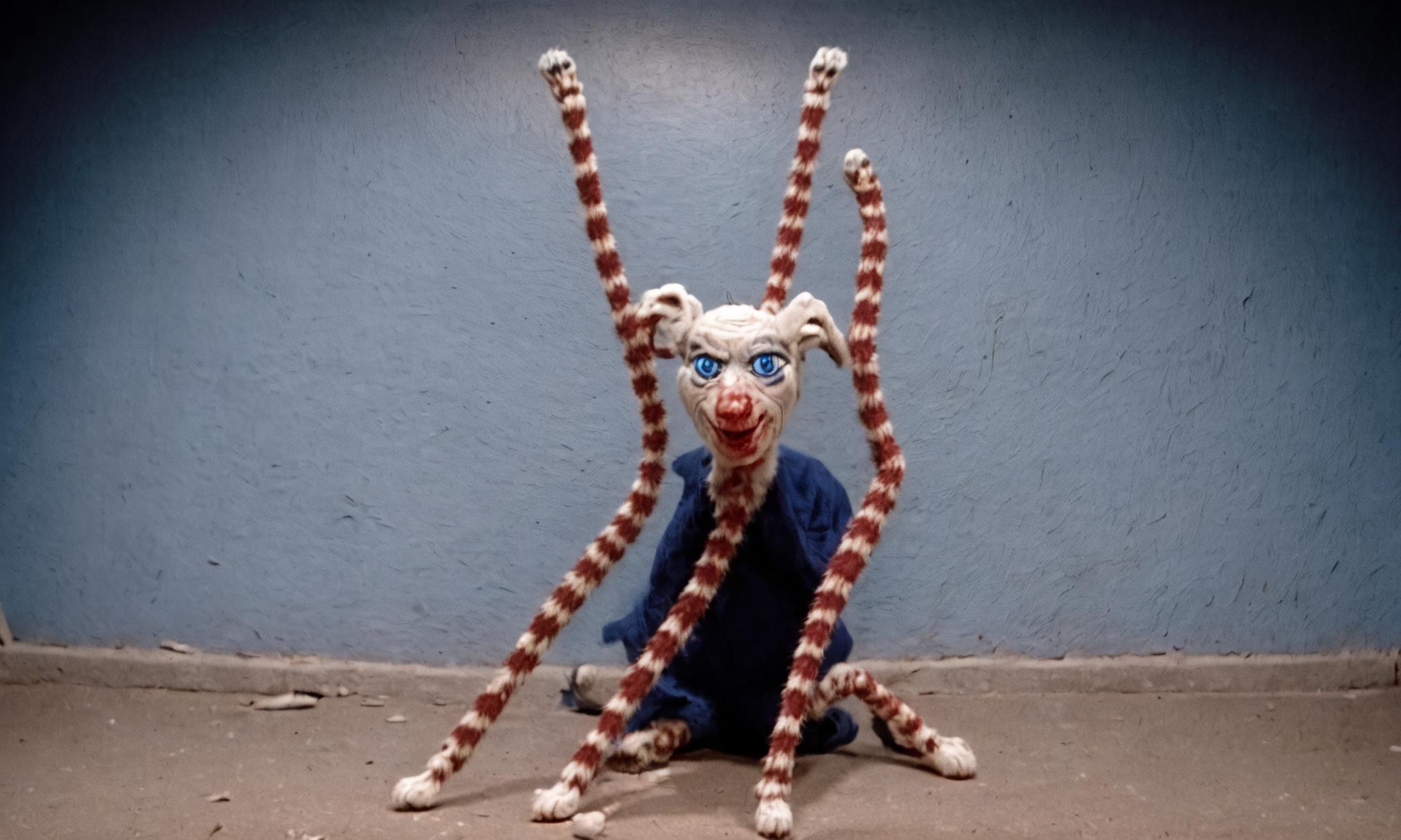 Picture from really bad dream about terrifying a dumb blue goat doll ...