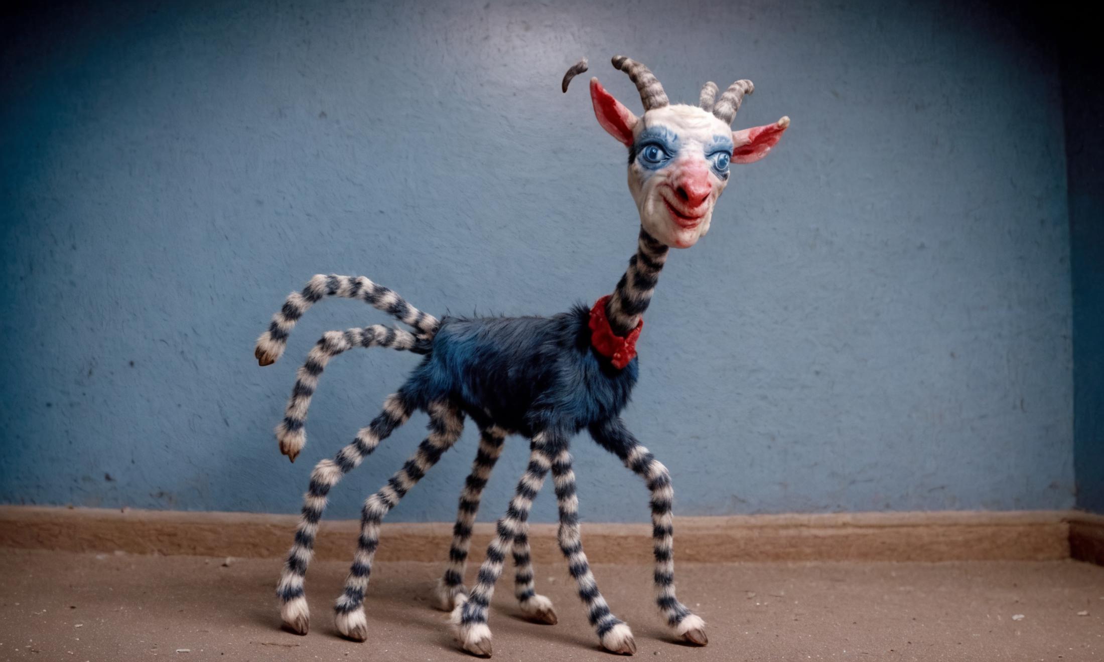 Picture from really bad dream about terrifying a dumb blue goat doll ...