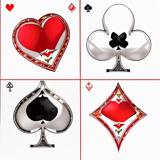 Four card suits with hearts and spades on a white background - SeaArt AI