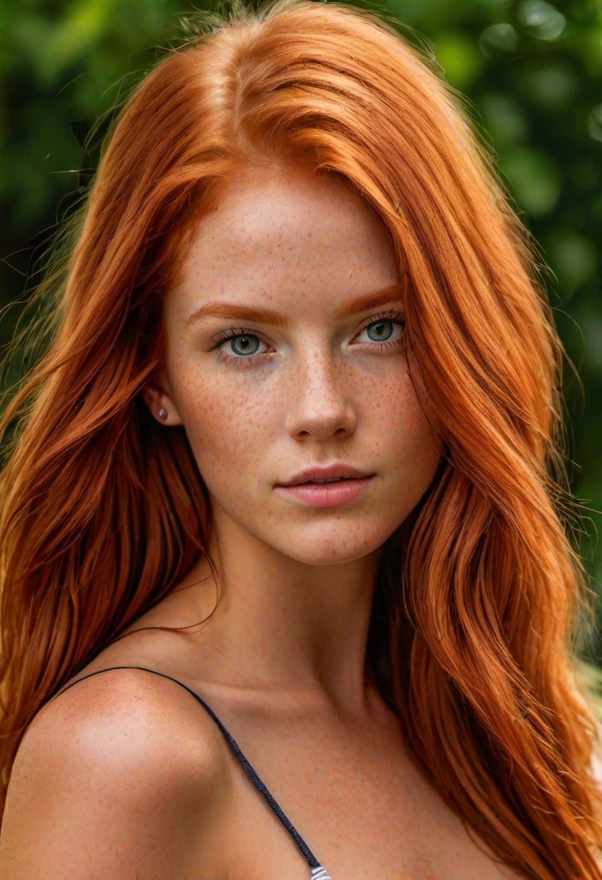 A close up of a woman with red hair and freckled skin - SeaArt AI