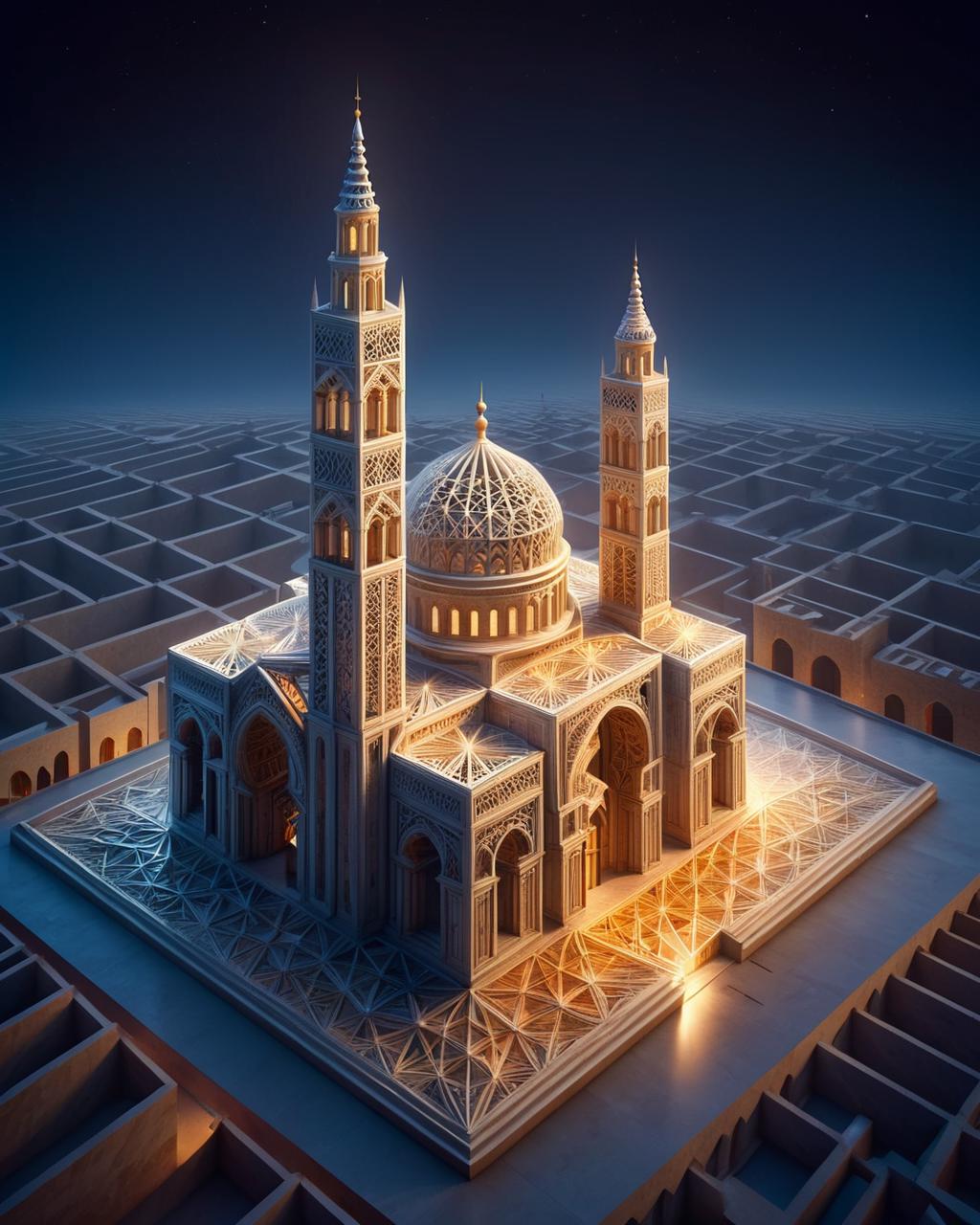 A large white building with a dome and a clock tower - SeaArt AI