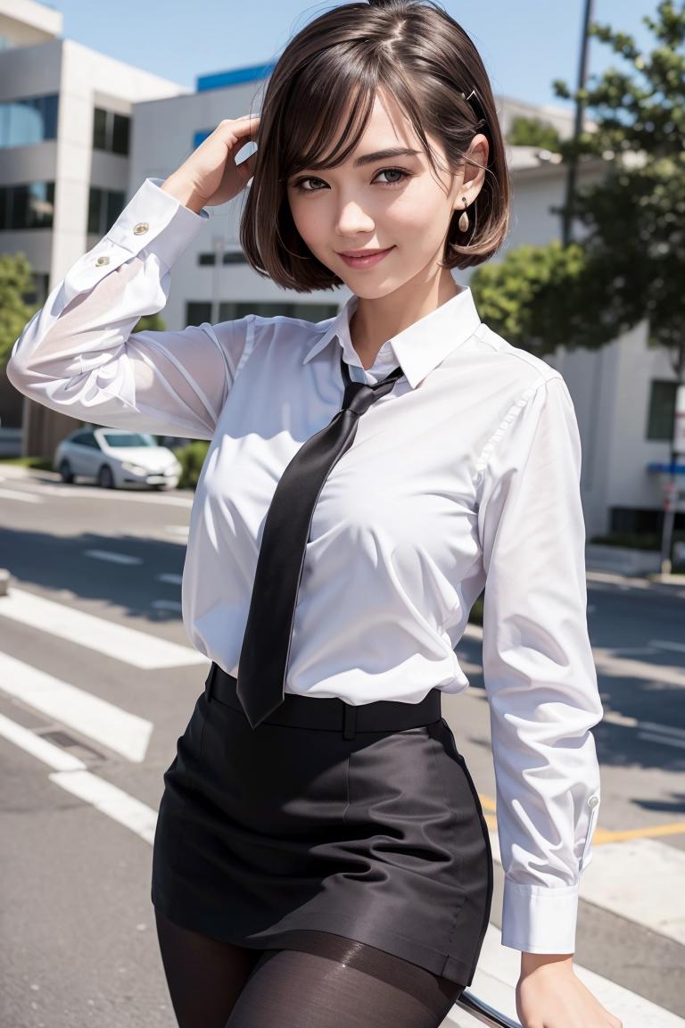 Araffe asian woman in a short skirt and a white shirt - SeaArt AI