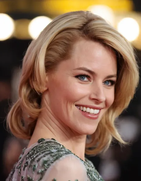 A close up of a woman with blonde hair smiling at the camera - SeaArt AI