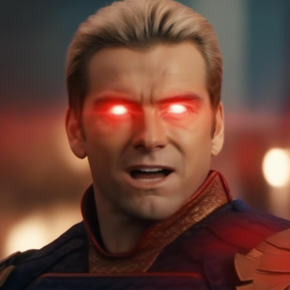 A man with red eyes and a red light on his face - SeaArt AI