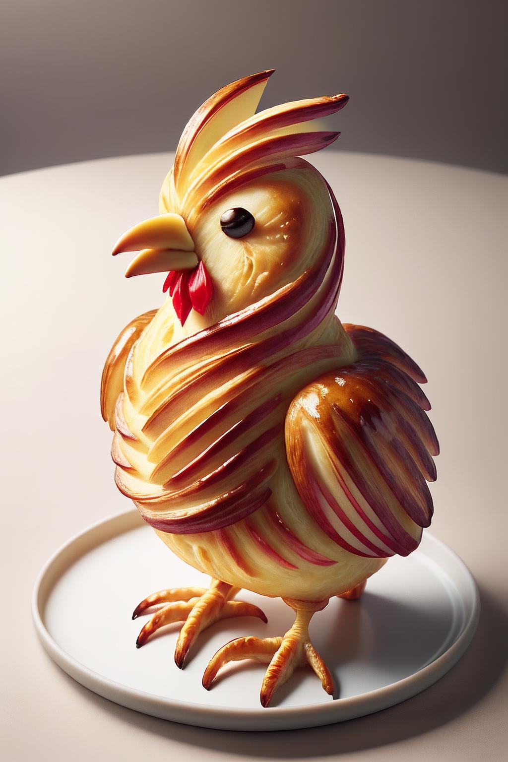 There is a bird made of apples on a plate - SeaArt AI