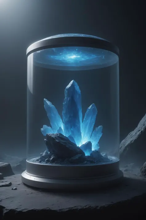 A close up of a glass container with a rock inside - SeaArt AI