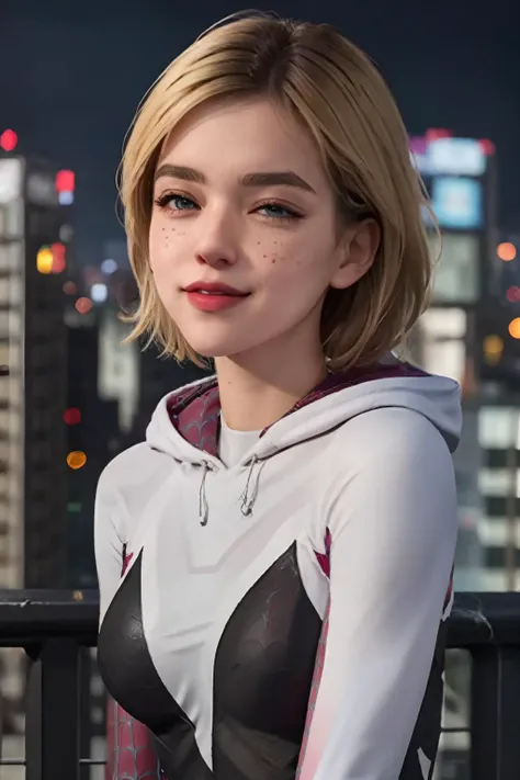A woman in a spider - man suit standing on a balcony - SeaArt AI