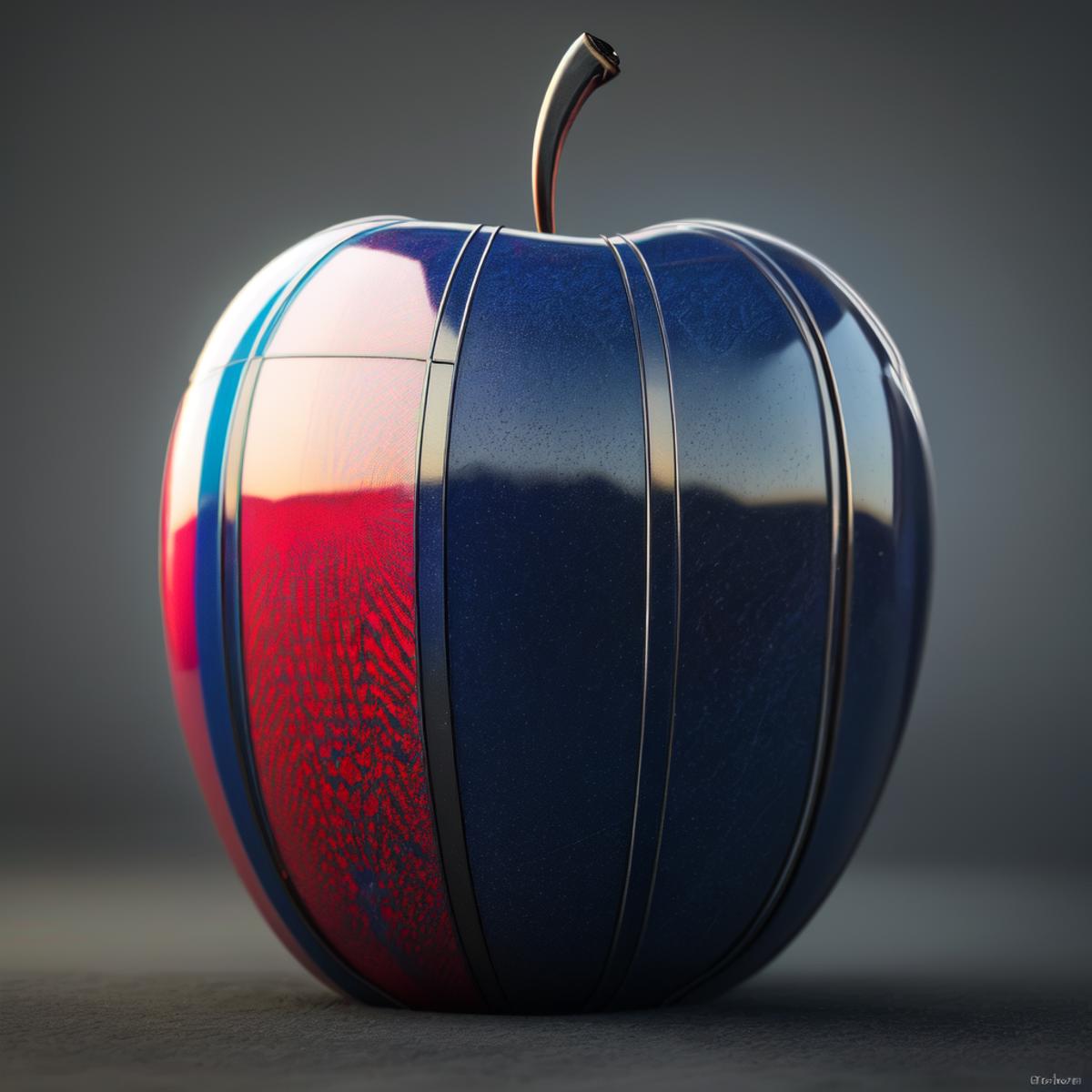 A close up of a blue apple with red stripes on it - SeaArt AI