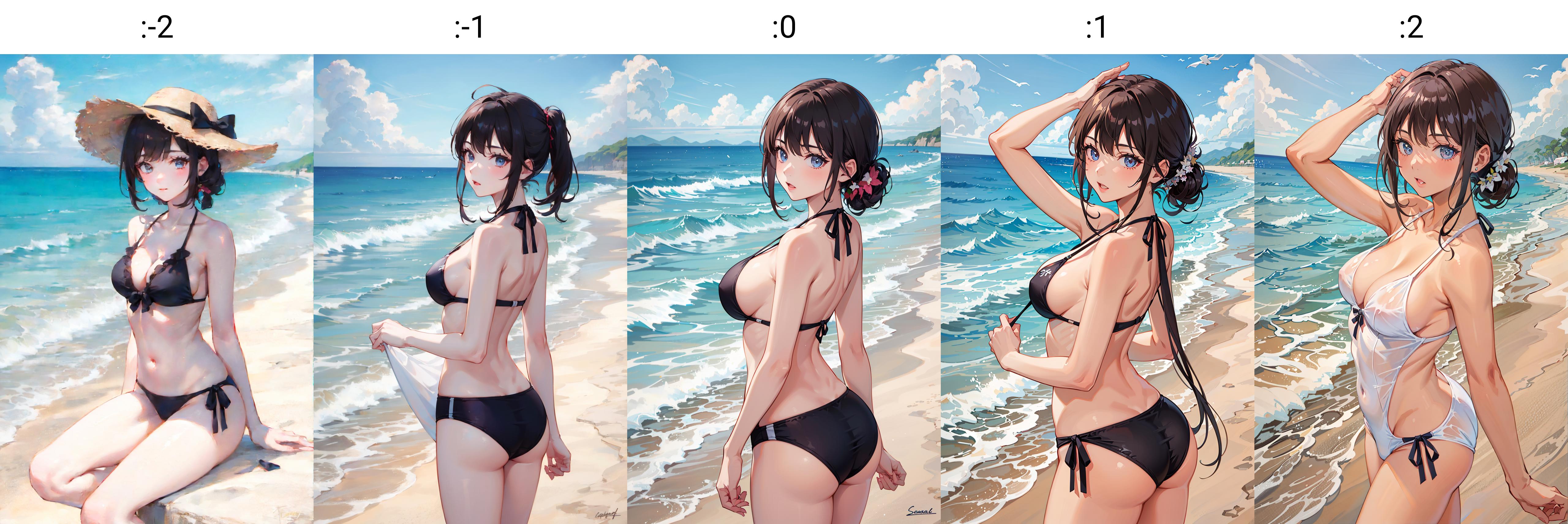 A close up of a woman in a bikini on a beach - SeaArt AI