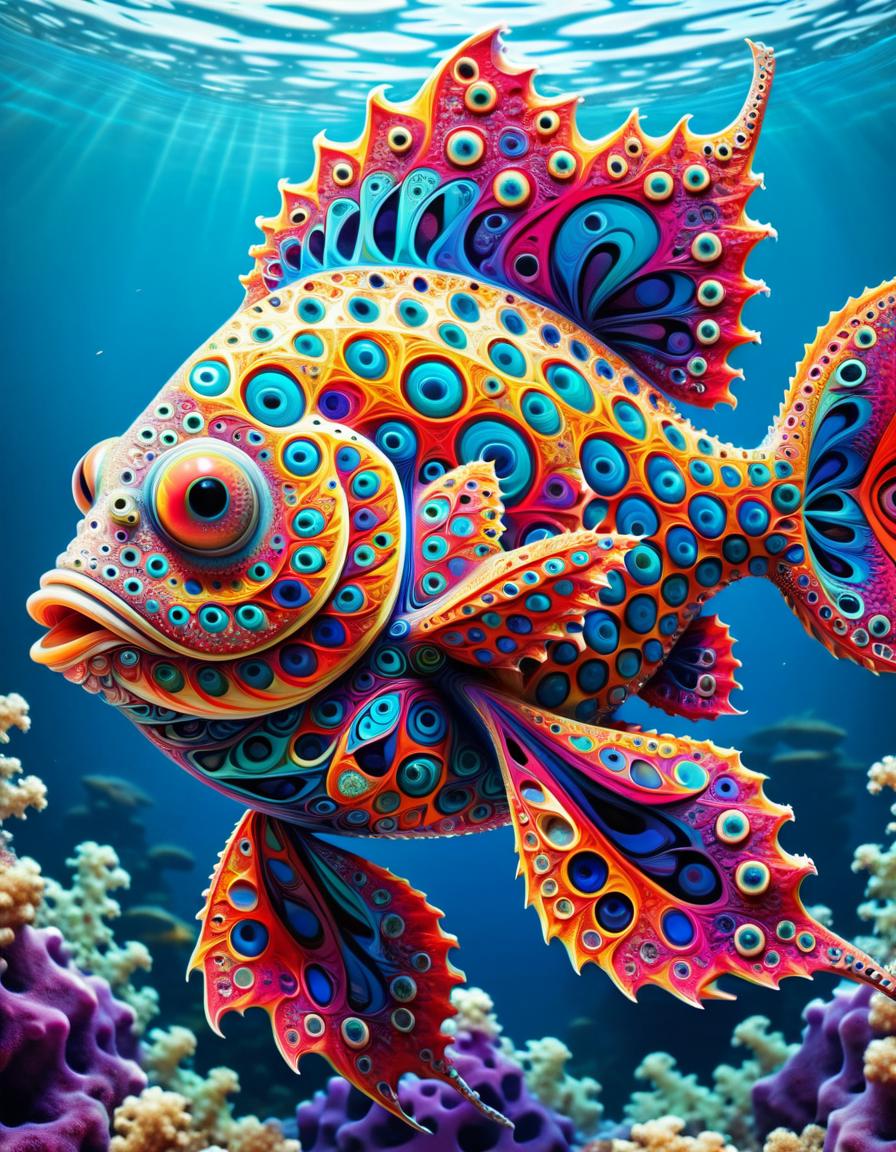 A colorful fish with a large - SeaArt AI