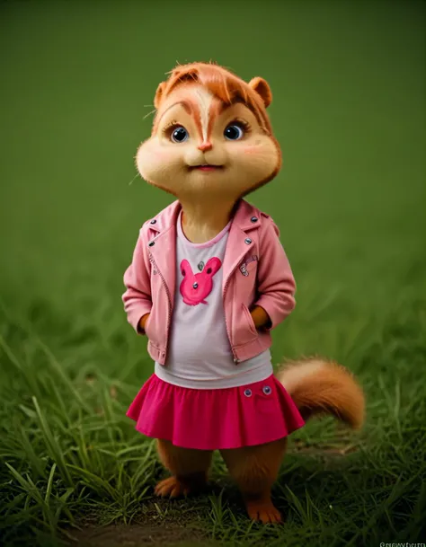 Chipmun the chipmun is dressed in a pink jacket and skirt - SeaArt AI