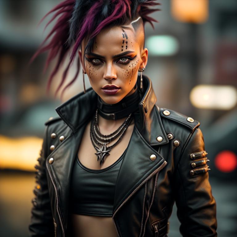 A close up of a woman with a punk look on her face - SeaArt AI