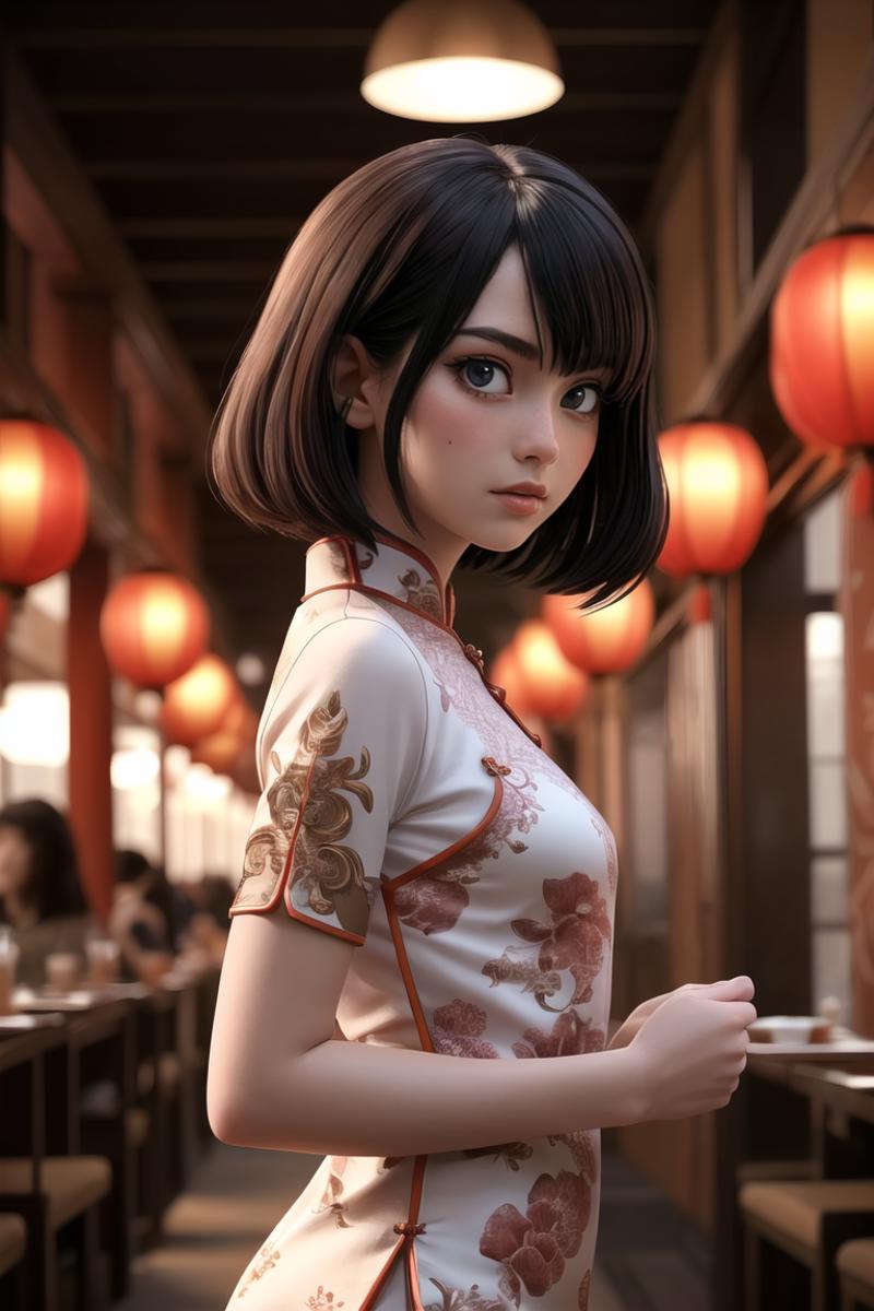 Masterpiece, best quality, blush, troubled, from side, (cowboy shot - SeaArt AI