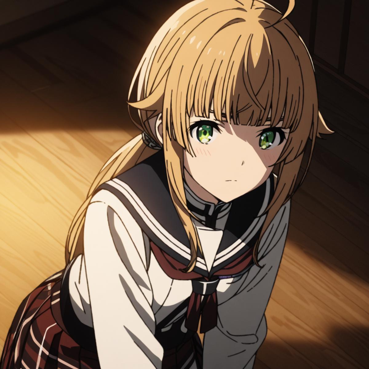 1girl,solo, ,ryokan,wooden floor,black sailor uniform, norn_greyrat ...