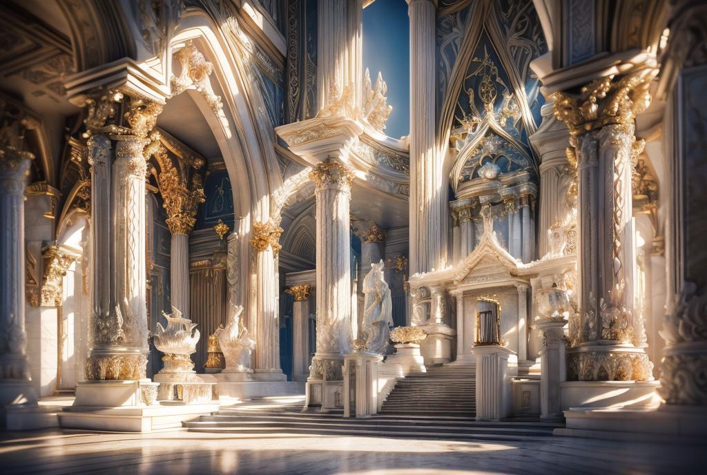 A close up of a very large building with a lot of columns - SeaArt AI