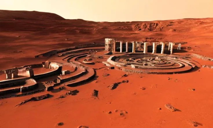 A photo of ancient roman ruins on the surface of mars - SeaArt AI