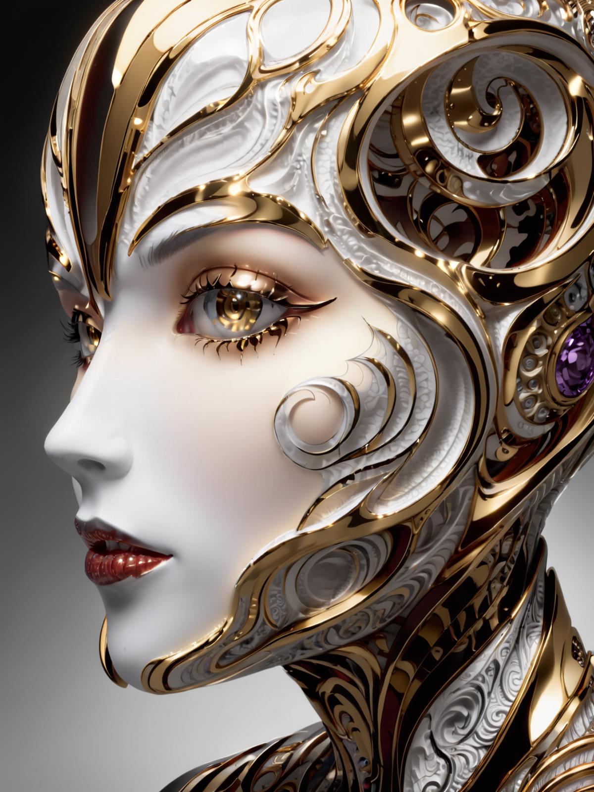 A close up of a woman with a very elaborate headpiece - SeaArt AI