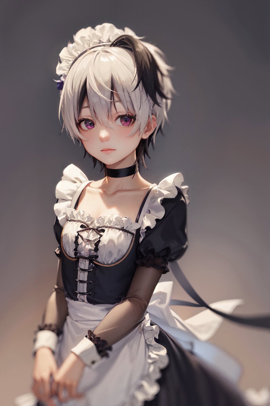A woman in a maid outfit holding a knife and a knife - SeaArt AI