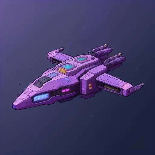 A close up of a purple spaceship flying through the air - SeaArt AI