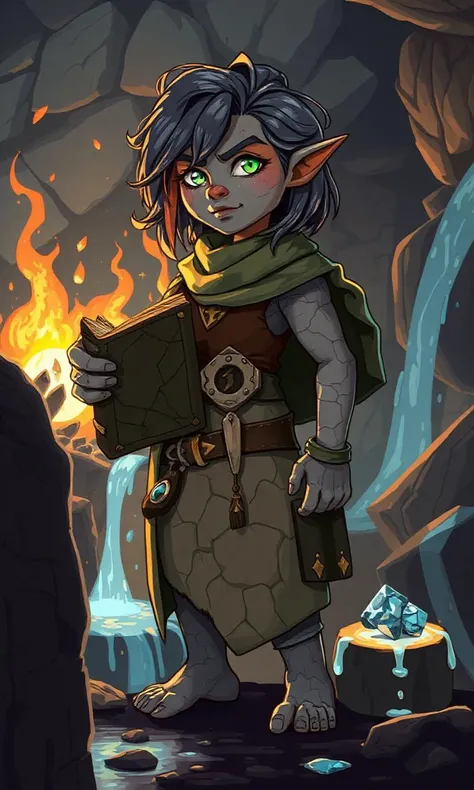 A cartoon image of a girl with a chest in her hands - SeaArt AI