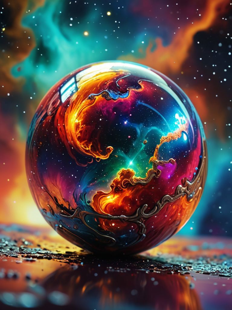 A glass ball with a colorful galaxy design on it - SeaArt AI