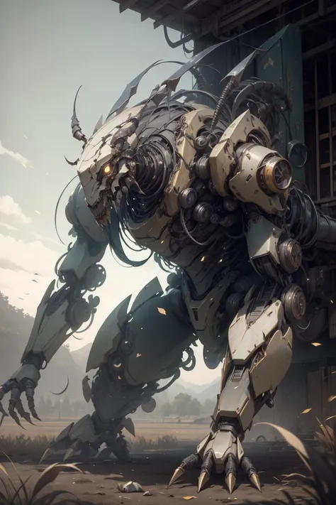 A close up of a robot with a large body of metal - SeaArt AI