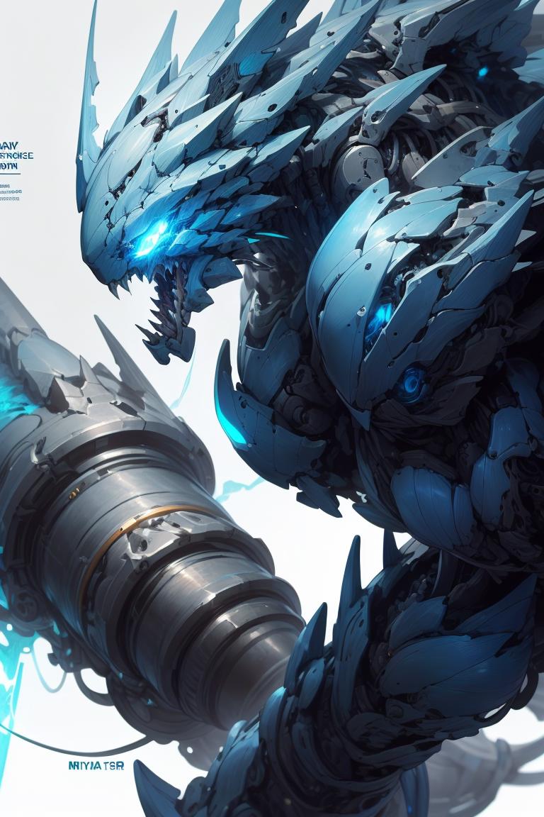 A close up of a robot with a large sword in its hand - SeaArt AI
