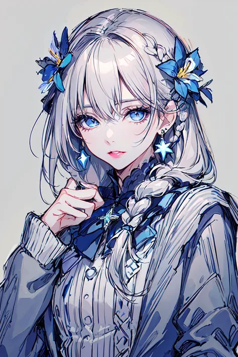 Anime girl with blue eyes and a blue bow in her hair - SeaArt AI
