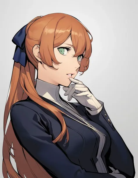 A close up of a person with long hair and a bow - SeaArt AI