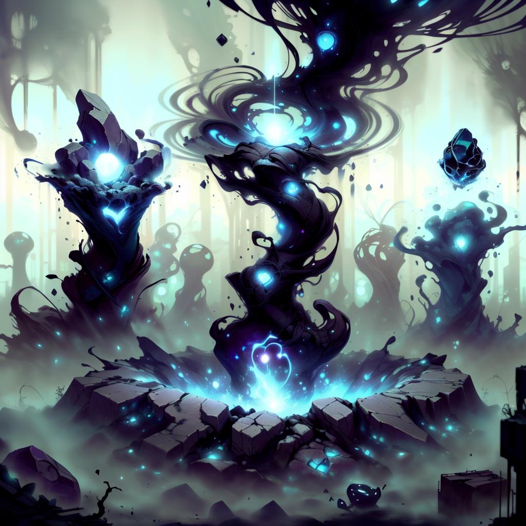 A painting of a strange looking creature with glowing lights - SeaArt AI