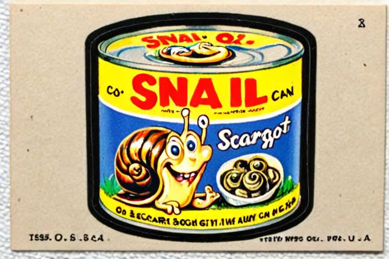 A close up of a can of snail soup with a snail on it - SeaArt AI