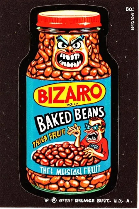 A close up of a jar of baked beans with a zombie face on it - SeaArt AI