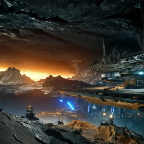 A futuristic city with a spaceship in the background - SeaArt AI