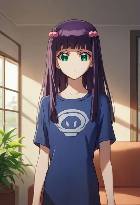 A woman with long purple hair standing in a room - SeaArt AI