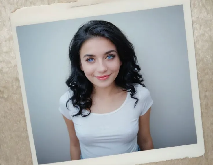 A close up of a woman with long black hair and a white shirt - SeaArt AI