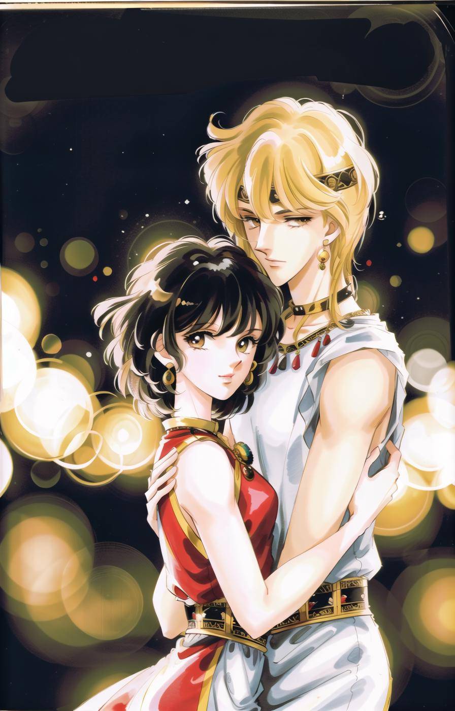 A painting of two anime characters hugging each other - SeaArt AI