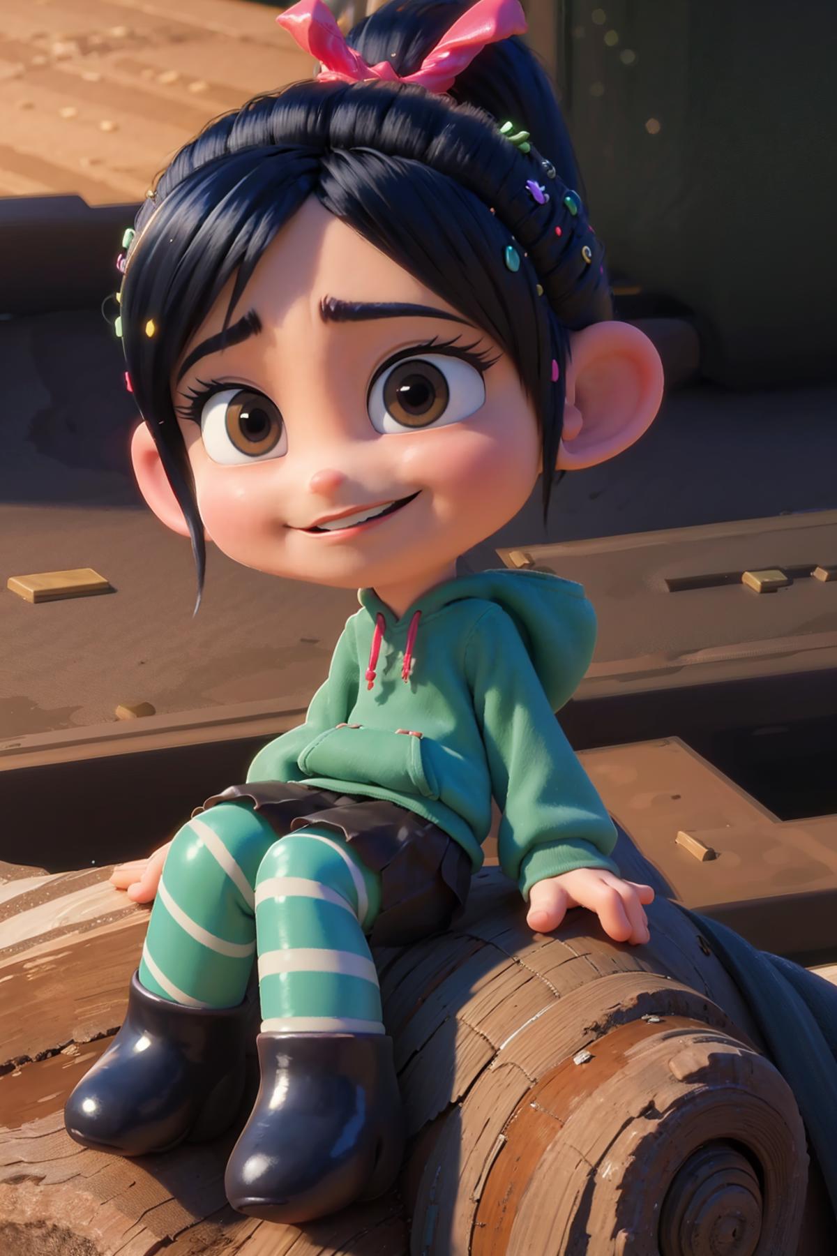 Vanellope, sitting, gazing at viewer, 正面, ahegao, room, best qualityer ...