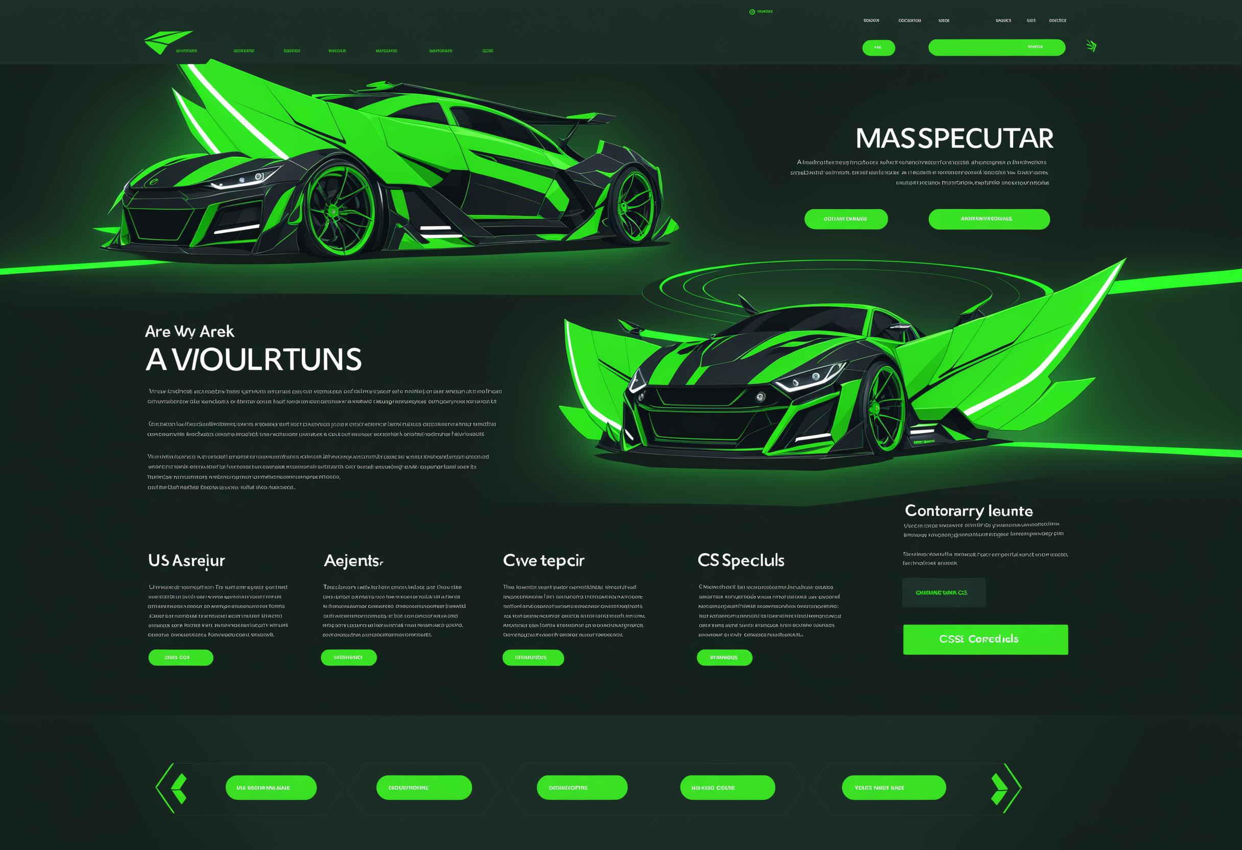 A green website design with a car and a green background - SeaArt AI