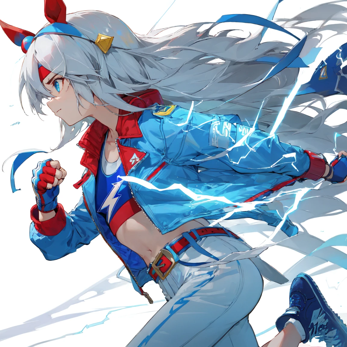 Masterpiece, best quality, tamamo cross \(umamusume\), from side ...