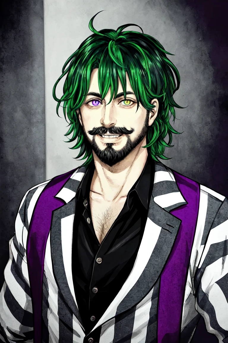 Beetlejuice, official art, 1boy, male focus, solo, (masculine - SeaArt AI