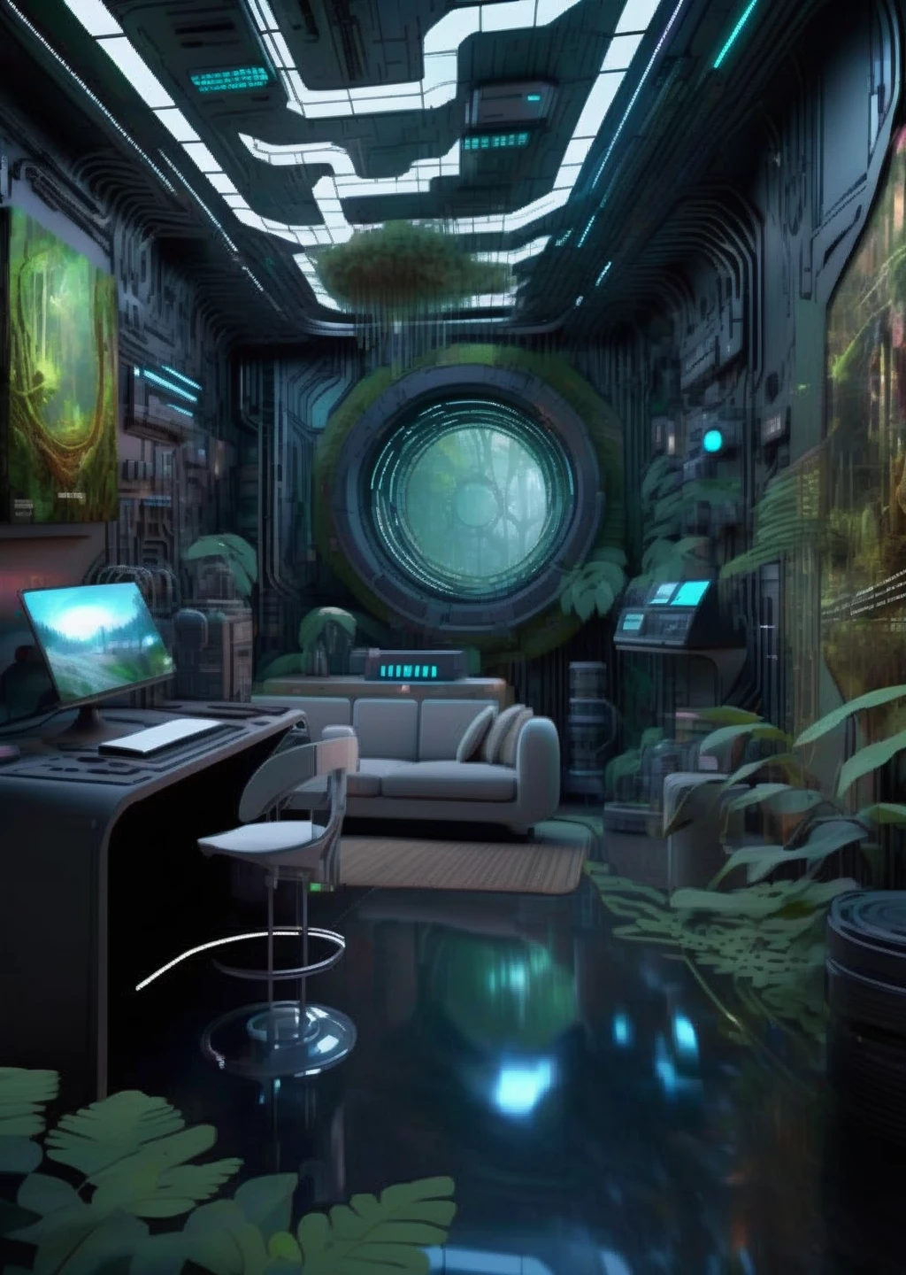 ((magazine photography)) , Virtual wilderness sanctuary, neural forest ...