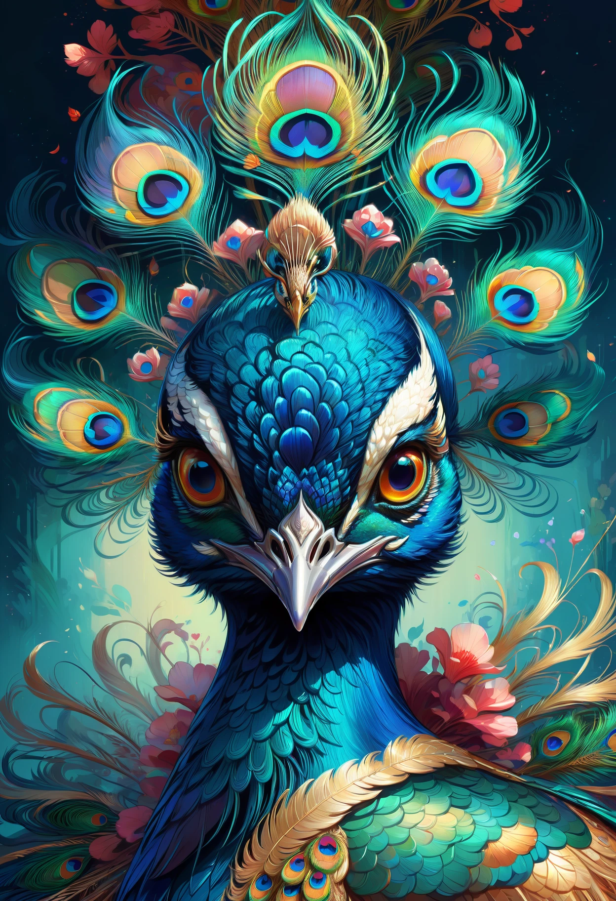 Style-SylvaMagic, Portrait of a beautiful peacock, by Ismail Inceoglu ...