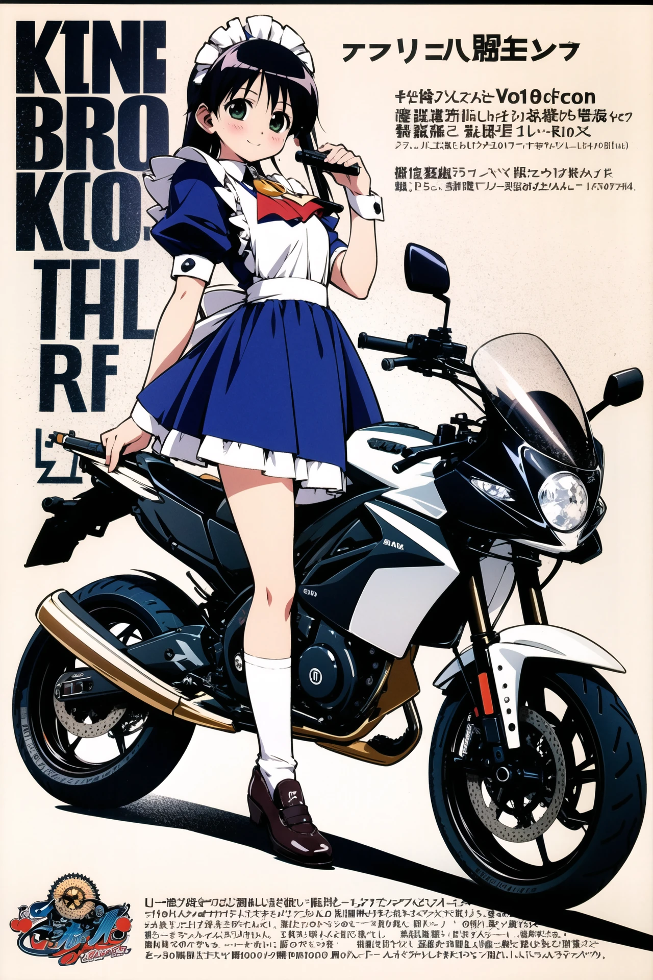 1girl, Ando Mahoro, solo, motor vehicle, (motorcycle:1.5), ground ...