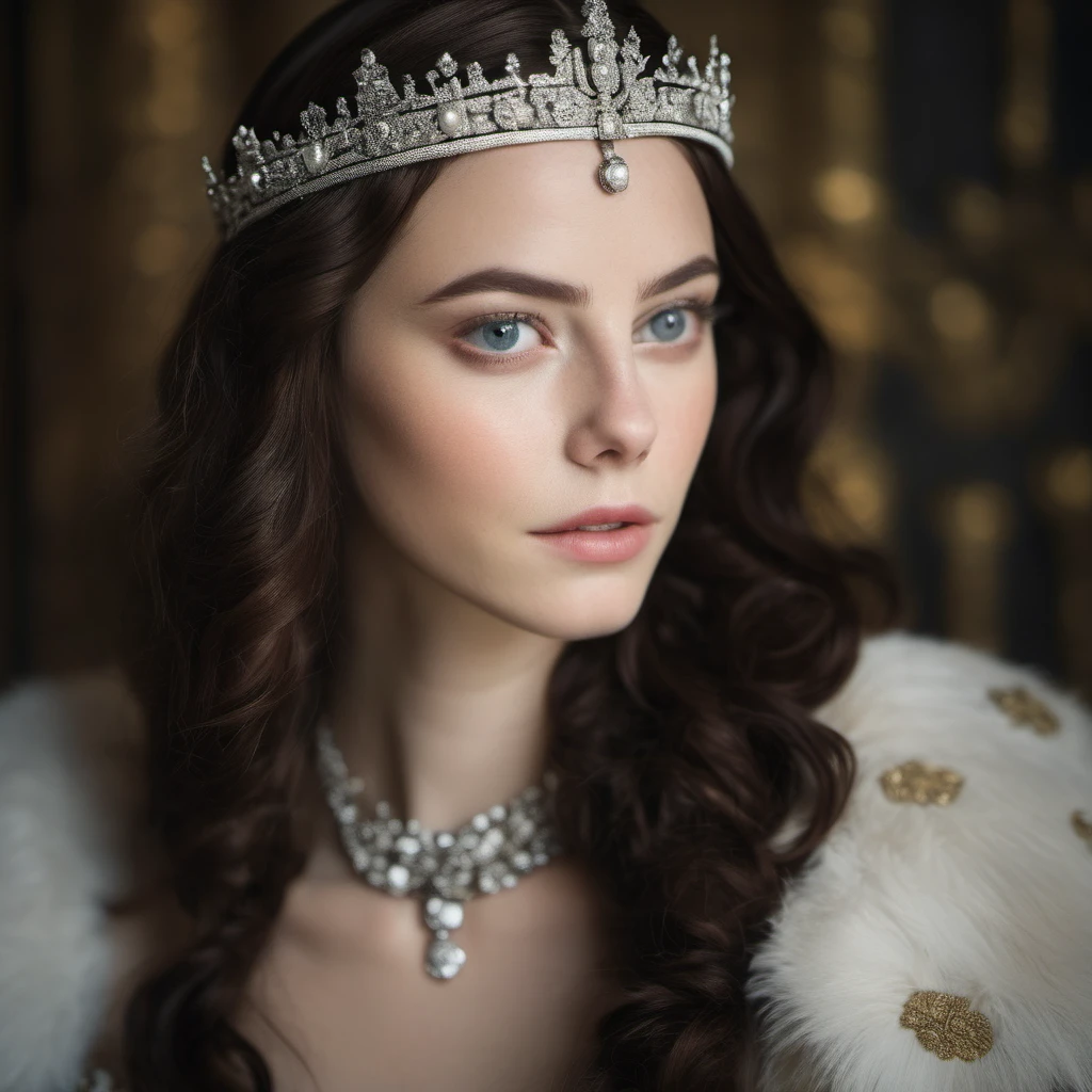 Portrait photo of an actress dressed as a medieval queen with a ...