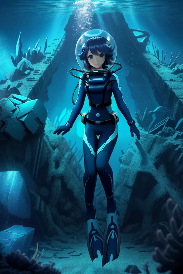 Pretty female scuba diver swimming underwater, ultra detailed - SeaArt AI