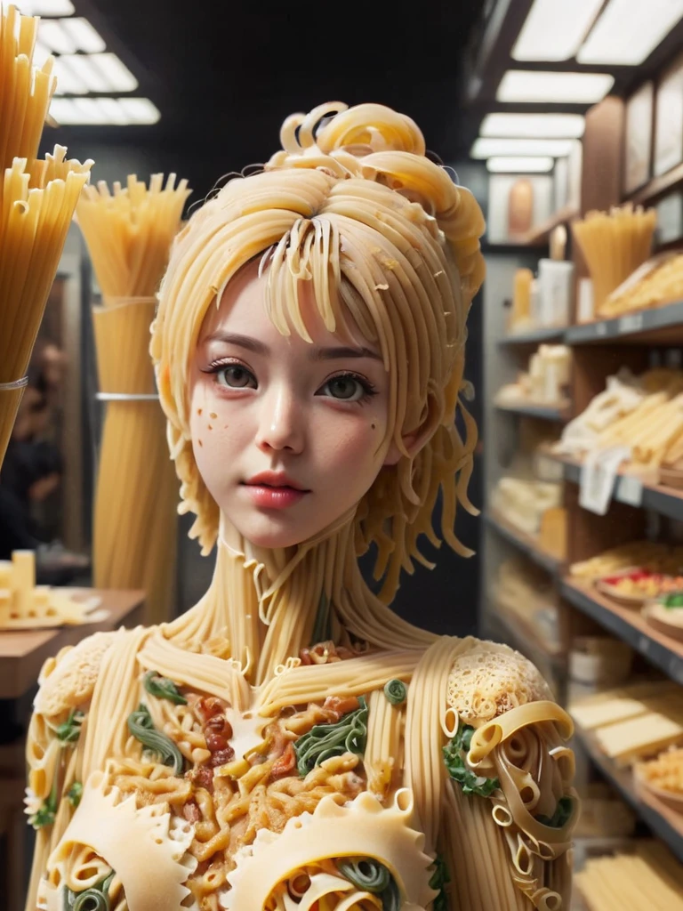 Human made of noodles, (((noodles human:1.4))) full cheese body - SeaArt AI