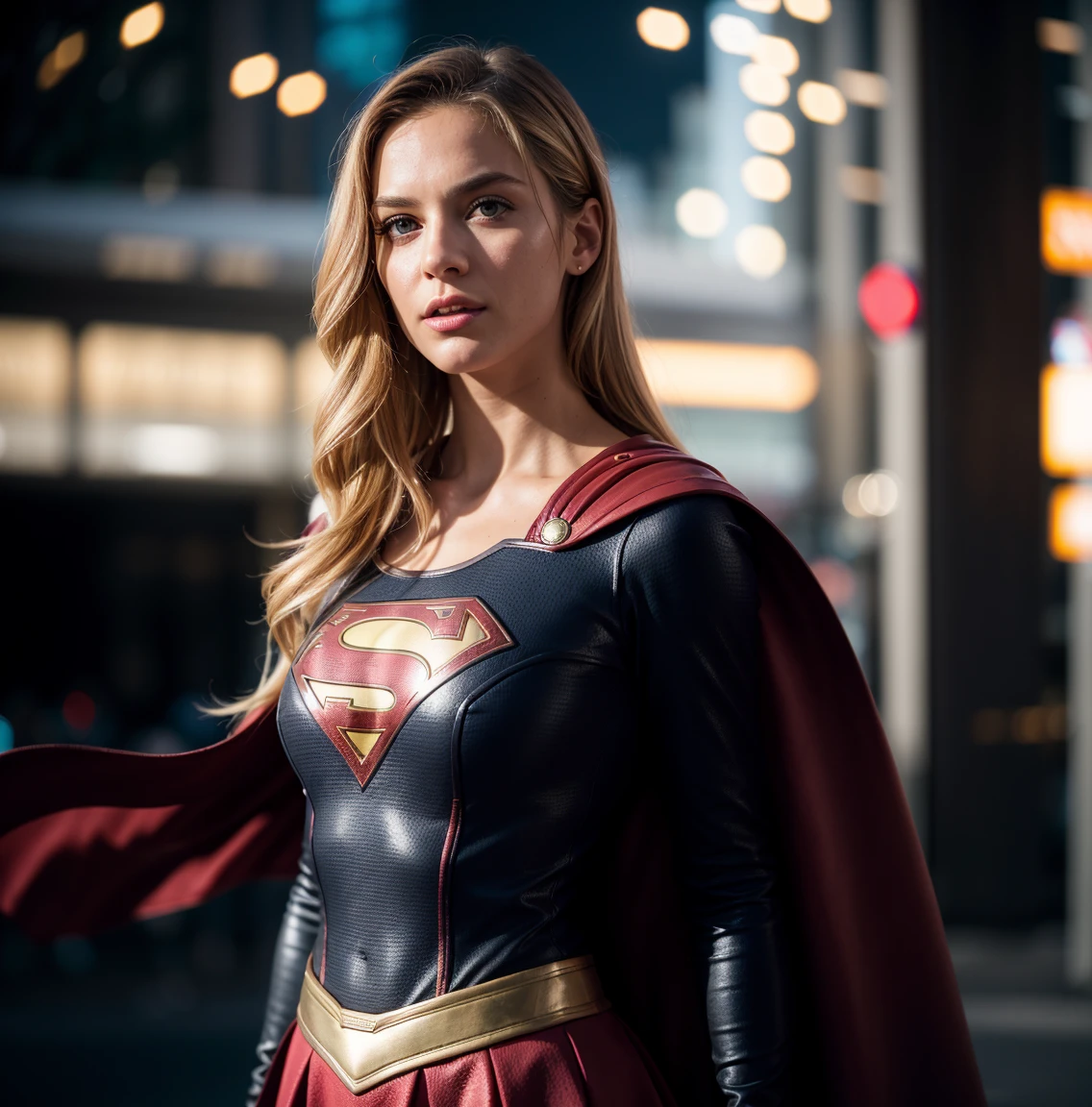 Supergirl, costume hero texture and long sleeve, hero, skirt - SeaArt AI