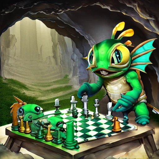 (((murky playing chess in a cave:1.2 ))) solo - SeaArt AI