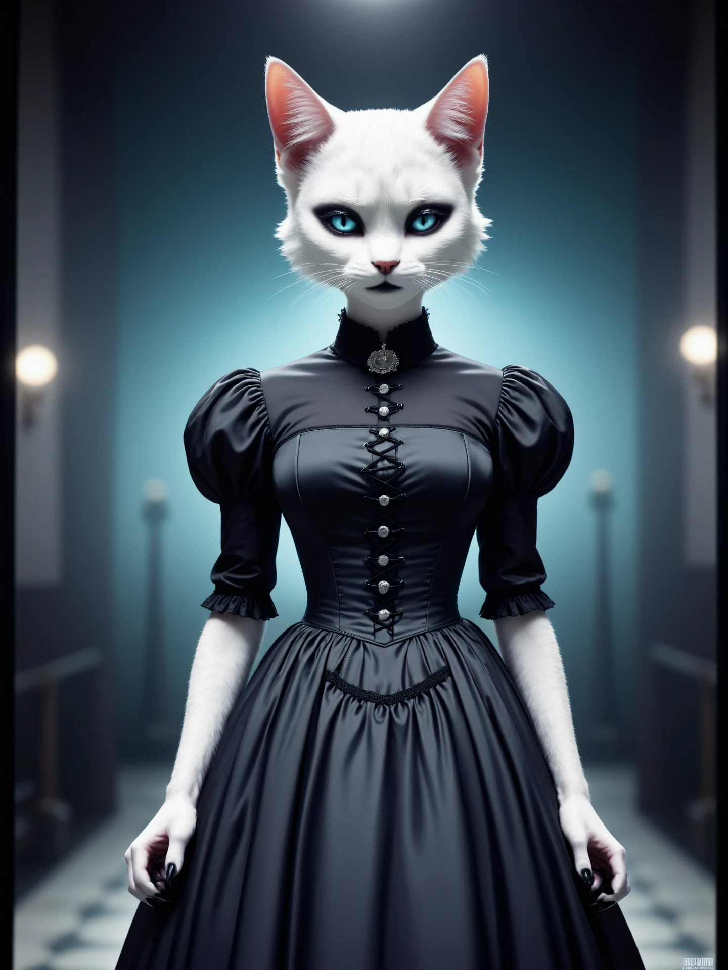 Realistic sharp professional breathtaking photograph of a goth anthro ...